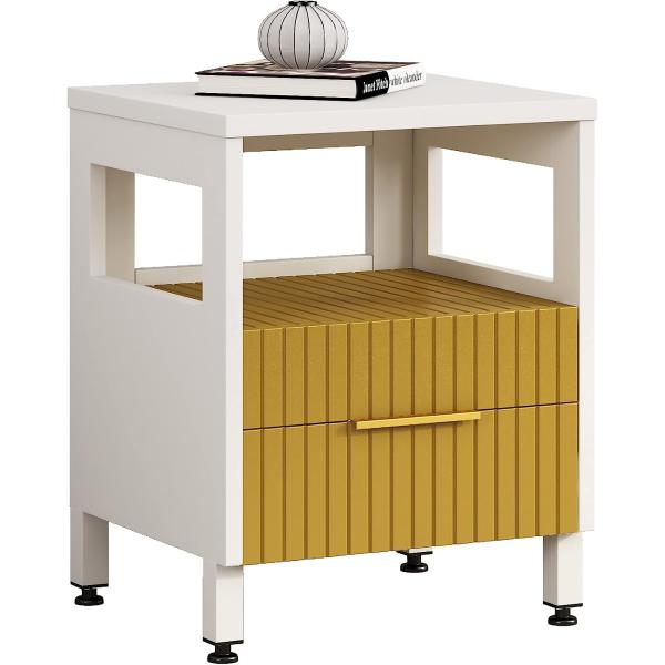 商品名MIINNOKO Gold and White Nightstand with 2 Drawers, Modern Side Table, White end Table, for Bedroom, Sofa, Living Room...