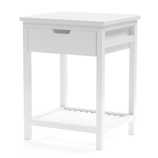 商品名: WTZ ナイトスタンド 引き出し付きベッドサイドテーブル スクエアエンドテーブル 竹製サイドテーブル 寝室 リビングルーム 小さなスペース モダンナイトスタンド オープンシェルフ付き 1セット ホワイト WTZ Nightstan...