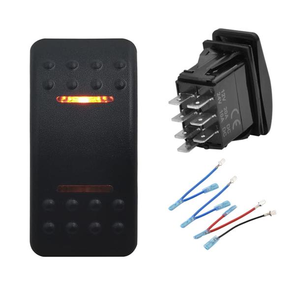商品名Waterproof Amber led Rocker Switch 7 PIN ON-Off-ON DPDT Toggle Switch with Jumper Wires for Car Marine Boat Bus Motor...