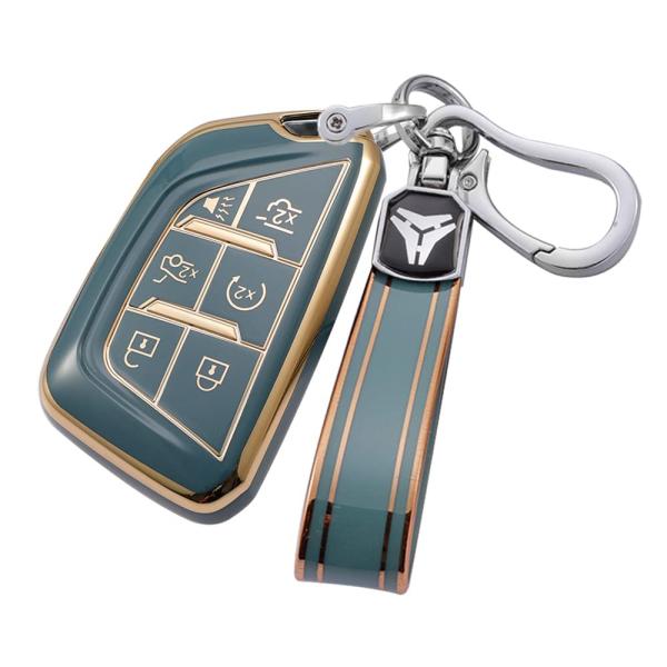 商品名:  ontto 6-Button Key Fob Sleeve Fit for Cadillac Escalade 2023 Car Key Cover with Keychain for CT5 CT6 CTS XT6 2021 ...