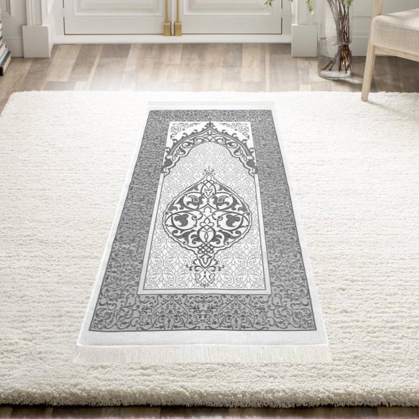 商品名:  Luxemin Dark Gray Color Luxurious Sheen, Soft and Velvety Muslim Prayer Rug | Janamaz | Sajadah | Soft Islamic Pra...