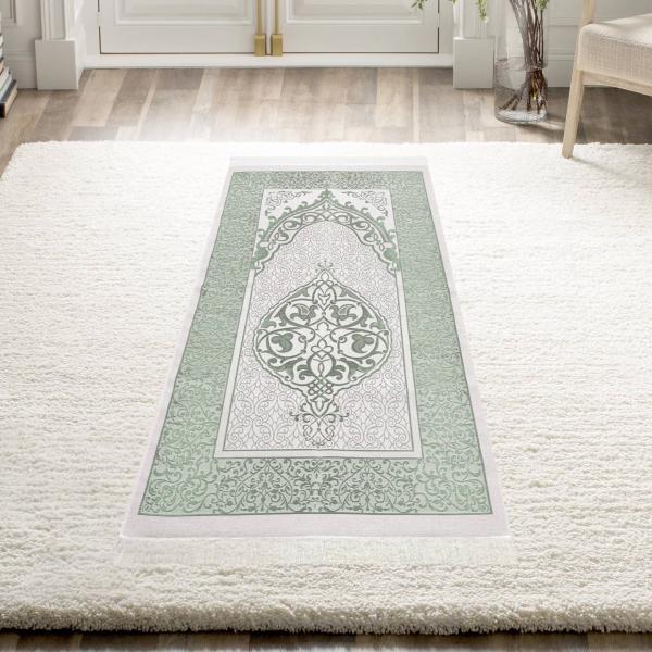 商品名:  Luxemin Green Color Luxurious Sheen, Soft and Velvety Muslim Prayer Rug | Janamaz | Sajadah | Soft Islamic Prayer ...