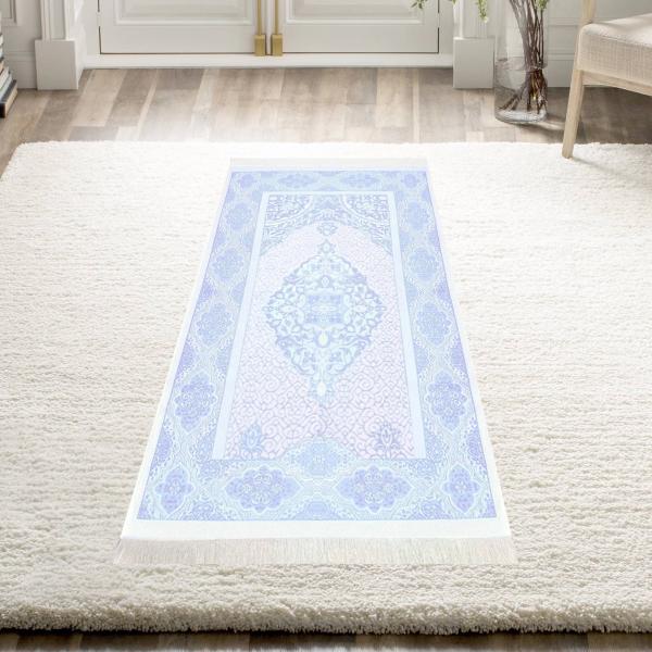 商品名:  Luxemin Light Blue Color Luxurious Shinning, Soft and Velvety Muslim Prayer Mat | Janamaz | Sajadah | Soft Muslim ...