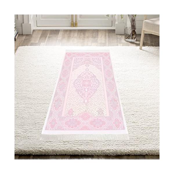 商品名:  Luxemin Pink Color Luxurious Shinning, Soft and Velvety Muslim Prayer Mat | Janamaz | Sajadah | Soft Muslim Prayer...