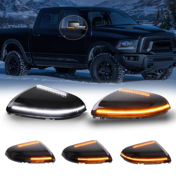 商品名: FetonAuto シーケンシャルスイッチバック LEDサイドミラー ウィンカーライト 水たまりランプ 2009-2018 Dodge Ram 1500 2010-2018 Ram 2500 3500 スモークレンズ ダイナミック...