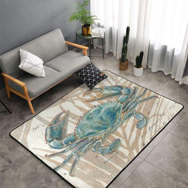 商品名:  Minalo Large Area Rug Decorative Covering Floor,Nautical Ocean Animal Sea Underwater Submarine Blue Crab,Non Slip ...