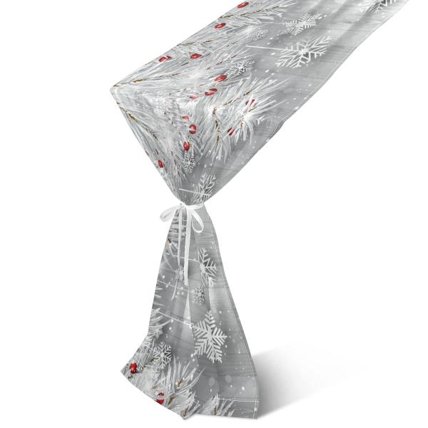 商品名:  ALAZA Silver Christmas Tree Snowflake Chiffon Table Runner 18x108 Inches Long,Table Cloth Runner for Wedding Birth...