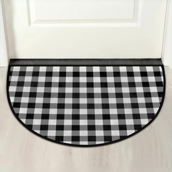 商品名:  AMELIA SHARPE Welcome Half Round Door Mat White Black Buffalo Plaid Classic Checkered Lattice Washable Home Kitche...