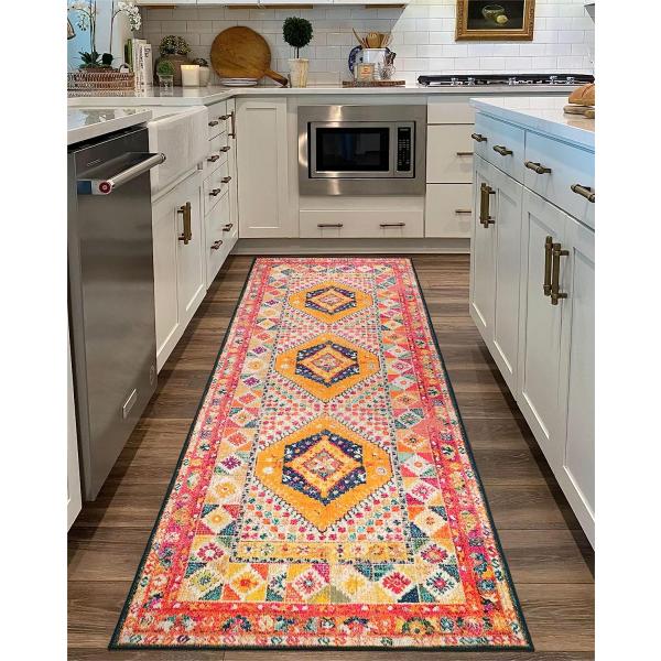 商品名OJIA Washable Runner Rug 2'6x8', Non Slip Ultra-Thin Hallway Runner Rug Long Kitchen Rug Runners Non-Shedding Orienta...
