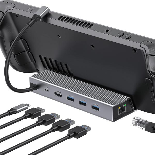 商品名Docking Station for Steam Deck, 6-in-1 Steam Deck Dock with HDMI 2.0 4K@60Hz,1000mbps Gigabit Ethernet, 3 USB-A 3.0 a...