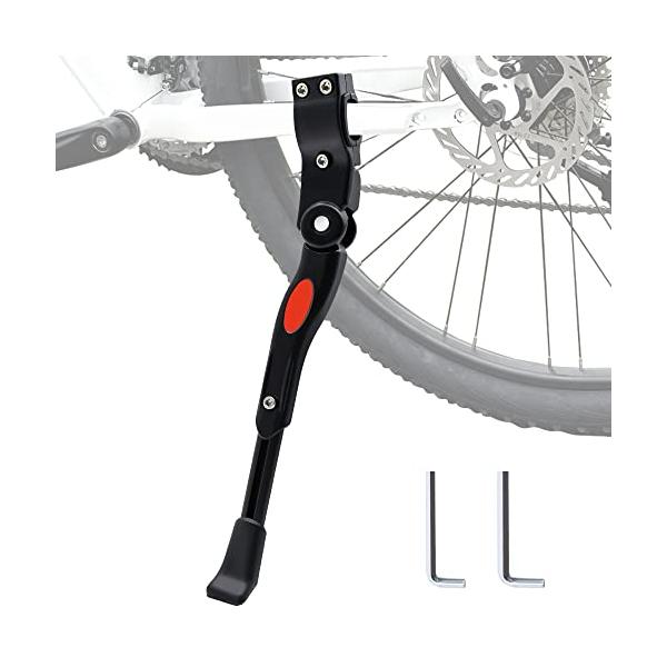 商品名: 1/2/5/10パック 自転車用キックスタンド ブラックキックスタンド/ホワイトキックスタンド アレンレンチ付き プレミアムスチール自転車スタンド 22インチ~28インチの自転車用 (1パック、ブラック) 1/2/5/10 Pac...