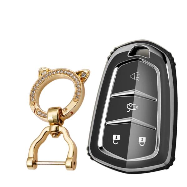 商品名:  KUNIO Car Key Fob Cover Case Fit for Cadillac Escalade CTS ATS STS Key Protector Keychain TPU Key Holder 4 Buttons...