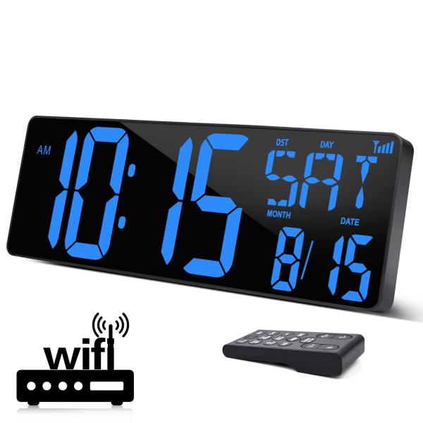商品名:  XREXS Large Digital Wall Clock WiFi Sync, 16.5 in Large Display Wall Clock with Temperature/Date/Week, LED Big Dig...