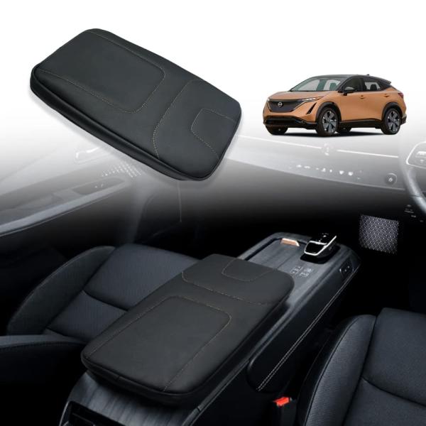 商品名: BestEvMod Ariyaセンターコンソールアームレストパッドカバー エクストラソフトマイクロファイバーレザー 防水プロテクター シートアームレストカバー 2022 2023 Ariyaアクセサリーに対応 (ゴールドステッチ)...