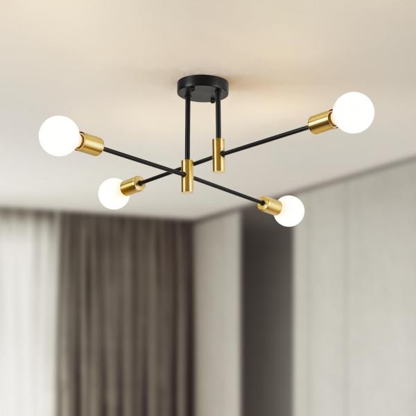 商品名:  Sputnik Chandelier Ceiling Light Fixture 4-Light Semi Flush Mount, Modern Industrial Chandeliers E26 Mid Century B...