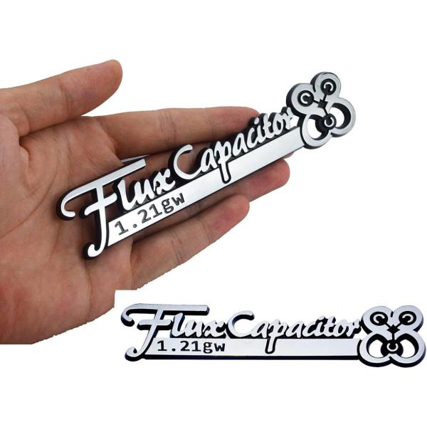 商品名クロームブラックフラックスキャパシタ カーエンブレム 3Dバッジステッカー ネームプレート交換用 ユニバーサル車両 トラック RV SUV ドアデコレーション 2個2PC Chrome Black Flux Capacitor Car...