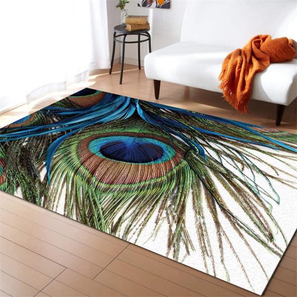 商品名:  Peacock Area Rug,Modern Abstract Art Peacock Pattern Carpet,3D Printed Large Area Peacock Print Carpet for Living ...