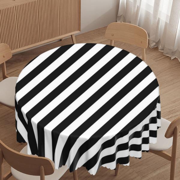 商品名:  Striped pattern Round table clothes,waterproof fabric decorative,durable Reusable table clothes,Wipeable Spill pro...