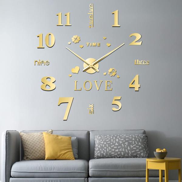 商品名:  FERRISA Frameless DIY Wall Clock, 3 in 1 Large 3D Frameless Wall Clock 47 Inch, 3D DIY Wall Clock for Living Room ...