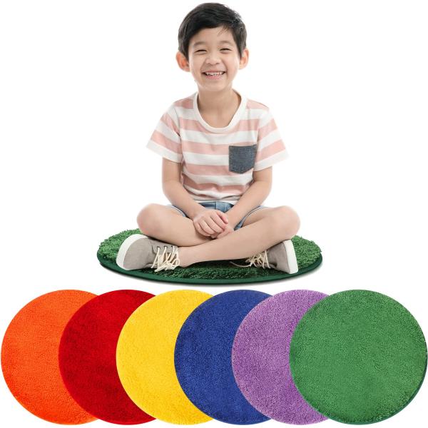 商品名:  6 Pieces Colorful Carpet Circle Seats 18 Inches Round Kids Classroom Floor Mat Soft Classroom Rugs Educational Cus...