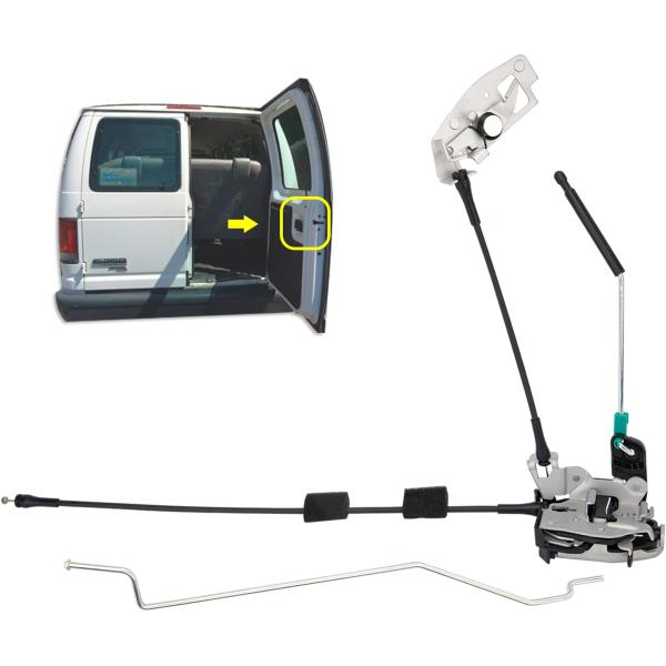 商品名:  Door Latch Assembly w/Cable&amp;Rod for Ford E150 E250 E350 Van 1992-2014, 6C2Z-15431A02-AA, Rear Right Door Lock ...