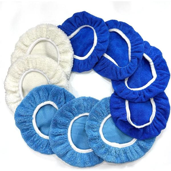 商品名AICEL 9PCS Car Buffer Polisher Pad Bonnet, 9 to 10 Inches Car Orbital Polishing Bonnet Coral Fleece Buffing Cover, So...