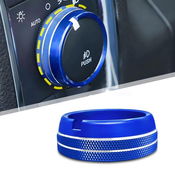 商品名: Auprite 車用ヘッドライト スイッチ ボタン ノブ リング トリムカバー Dodge RAM 2010-2018 インテリア装飾アクセサリー アルミニウム合金(ブルー) Auprite Car Headlights Swit...