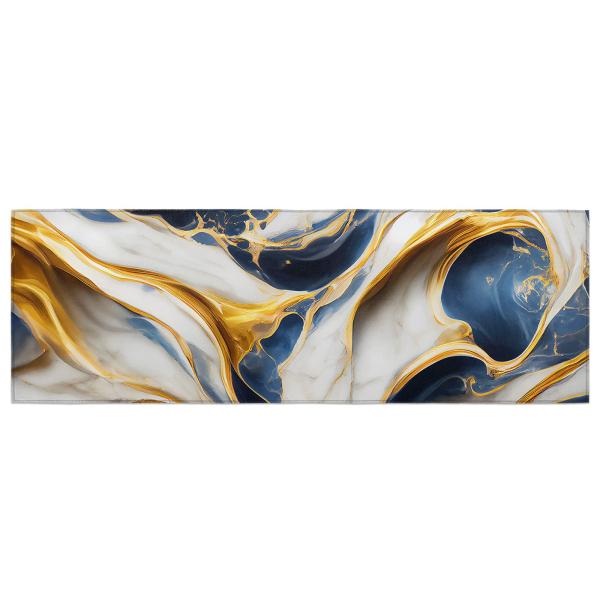 商品名:  Navy Blue Gold Kitchen Rug, Marble Modern Art Abstract Gradient Gray Washable Bath Shower Door Welcome Runner Area...