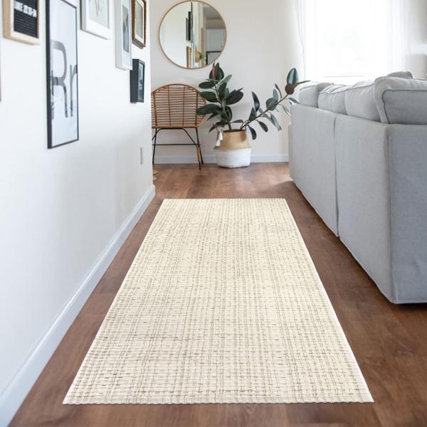 商品名:  Seavish Hallway Runner Rug Kitchen Rugs Washable 2'x6' Beige Cotton Woven Farmhouse Rug Patio Entryway Rug Indoor ...