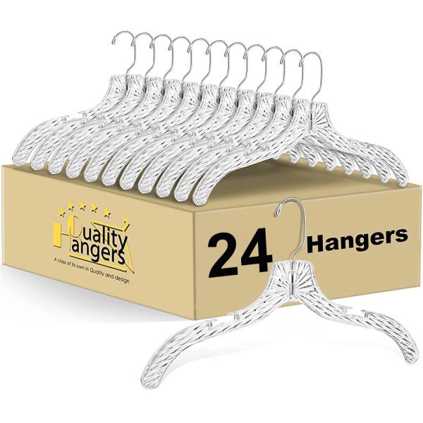 商品名: Quality Hangers Clear Hangers 24 Pack - Crystal Cut Hangers for Clothes - Durable Plastic Hanger Set - Invisible Dr...