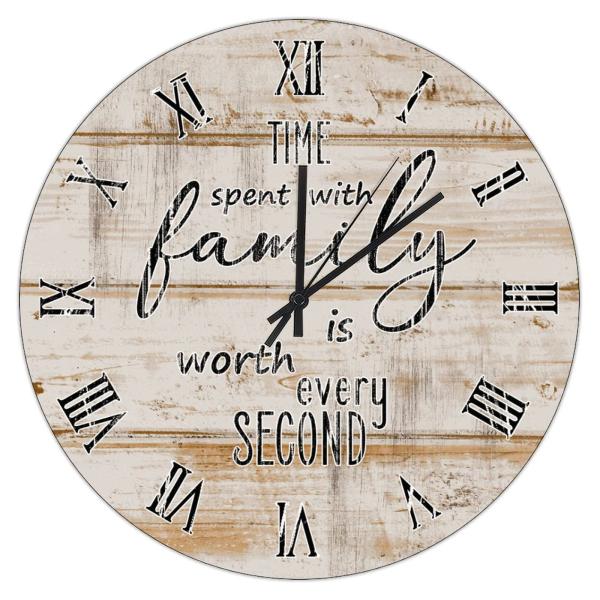 商品名: 15インチ サイレント カチカチ音をたてない モダン 壁時計 リビングルーム装飾 家族の言葉 家族と過ごす時間は毎秒価値があると言う 木製時計 オフィス バスルーム キッチン 寝室 学校用 15-Inch Silent Non T...