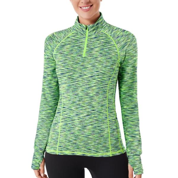 商品名:  Zengjo Womens Quarter Zip Pullover Athletic Running Long Sleeve Shirt with Thumb Holes(Neon Green,M)ブランド: Zengjo商品...