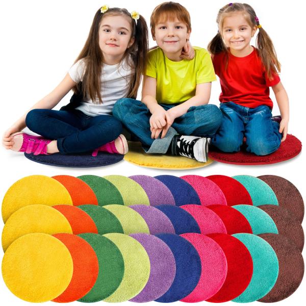 商品名:  30 Pieces Children's Mats 18 Inch Kids Carpet Circle Seats Multi Color Rug Mats Round Soft Warm Floor Mat Cushions...