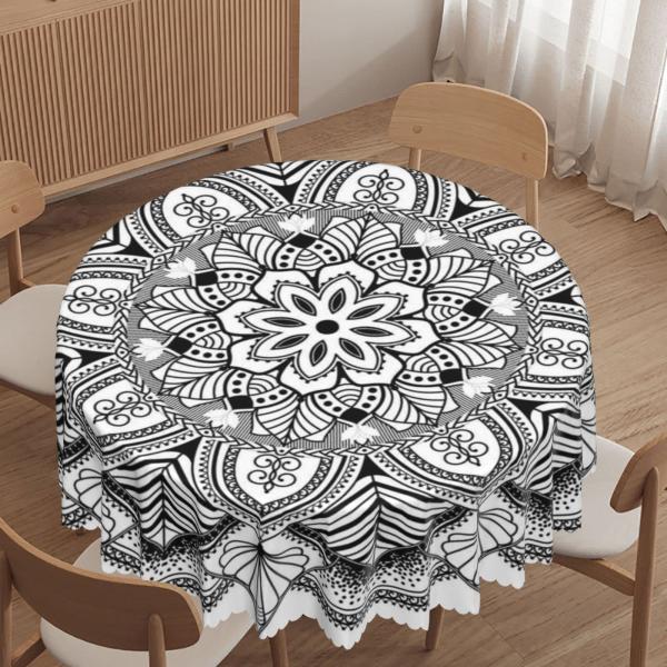 商品名:  Mandala pattern Round tablecloths,waterproof fabric decorative,durable Reusable table clothes,Wipeable Spill proof...