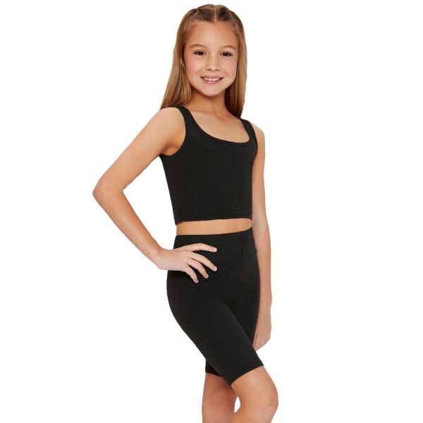 商品名:  OYOANGLE Girl's 2 Piece Yoga Athletic Outfits Scoop Neck Tank Top and Biker Shorts Set Black 8Yブランド: OYOANGLE商品サイズ...