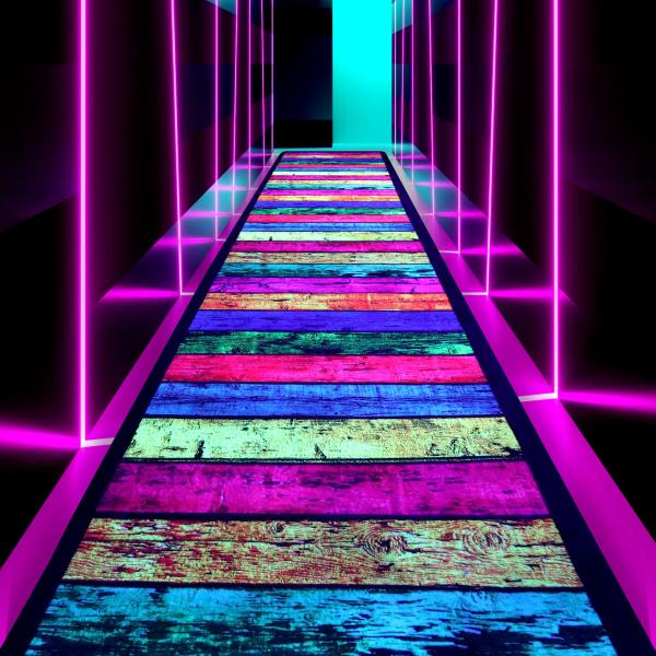 商品名:  SEBKQ Neon Dance Floor Runner Rugs, UV Black Light Reaction Non-Slip Carpet, Glow in The Dark Party Supplies for B...