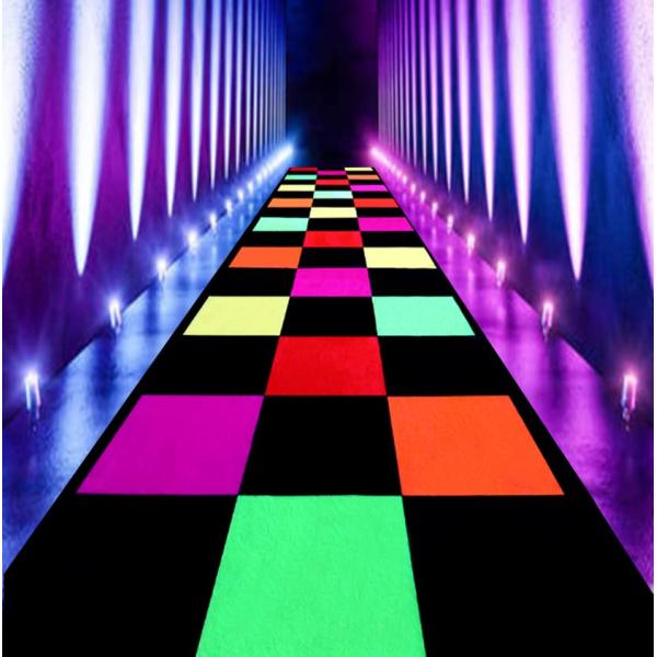 商品名:  EISKBC Neon Runner Rug for Party, Colorful Grid Light up Dance Floor Mat, Glow in The Dark Non-Slip Carpet Runner,...