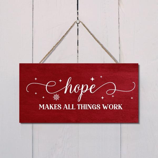 商品名:  Signs Inspirational Quotes Hanging Wooden Sign 6x12in Hope Makes All Things Work Wood Plaque Farmhouse Style Decor...