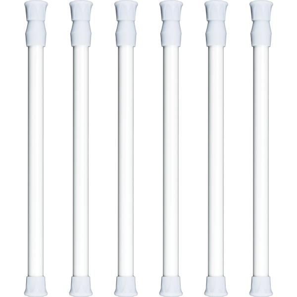 商品名: 食器棚バー 突っ張り棒 バネ 伸縮カーテンロッド ホワイト 調節可能なテンションロッド シャワー クローゼット バスルーム キッチン 食器棚 ワードローブ 本棚 DIYプロジェクト (9.8~15.7インチ) 6個パック 6 Pa...