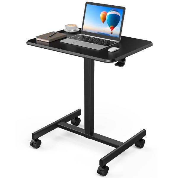 商品名:  Mobile Laptop Desk Mobile Small Standing Desk Pneumatic Adjustable Height, Portable Rolling Desk Laptop Cart Ergon...