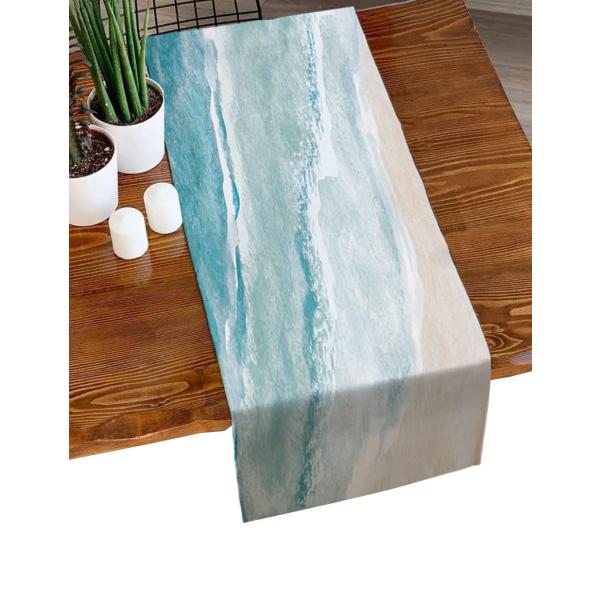 商品名:  Farmhouse Short Table Runner 36 inches, Ombre Beach Coffee Table Runner Washable Dresser Scarves Burlap Table Runn...