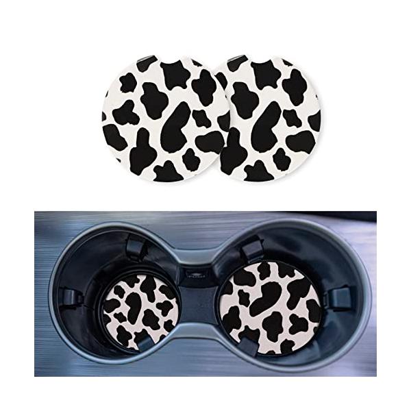 商品名: SINGARO (シンガロ) カーカップコースター セラミックストーン コルクの背面と指の溝付き 防水カーインテリアアクセサリー メンズ レディース カーコースター ユニバーサル (ホワイトレオパード) SINGARO Car C...