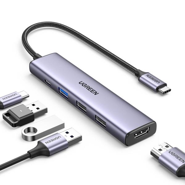 商品名: UGREEN USB Cハブ 5-IN-1 USB ハブ Type-C 100W PD急速充電 1*USB3.0+2*USB2.0ポート 5Gbps超高速データ転送用 スリムハブ 4K HDMI出力 Macbook Pro、Mac...
