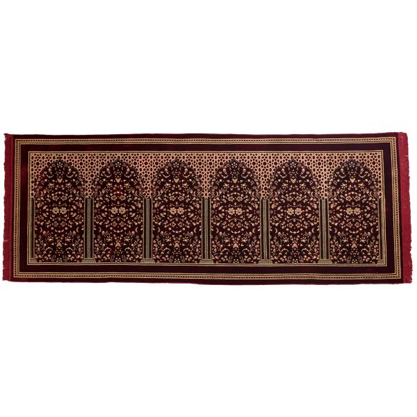 商品名: Modefa トルコのイスラム教の祈りのラグ - 家族やモスクのための多人 Janamaz Sajada - 大きな集合&amp;グループの祈りのカーペット - ワイドベルベットの祈りのマット (6人:43 x 118インチ) M...