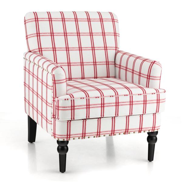 商品名:  Giantex Mid-Century Modern Accent Chair - Upholstered Nailed Single Sofa Chair with Rubber Wood Legs, Comfy Soft P...