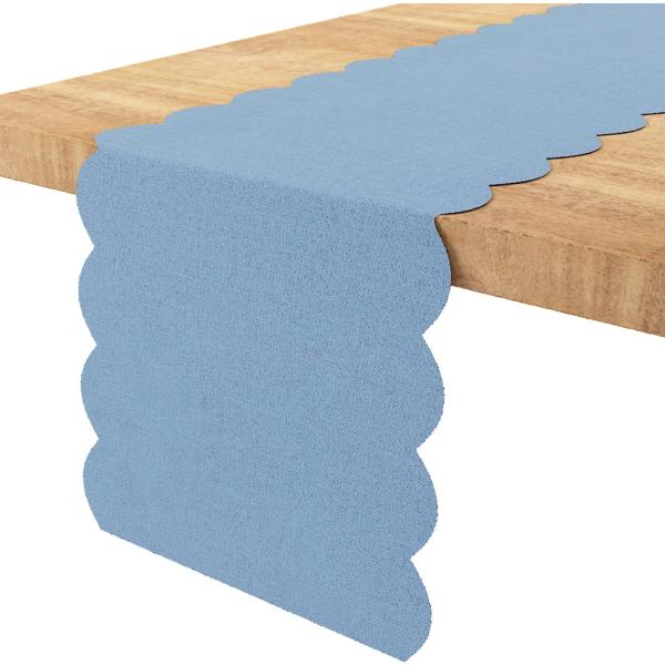 商品名スカラップテーブルランナー - 洗えるポリエステル生地 - パーティーテーブル装飾 - 2パック 14x104インチ - ダスティブルー by SwanooSwanoo Scallop Table Runner - Washable ...