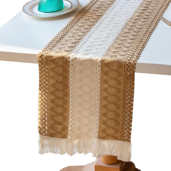 商品名: Maykah コットンリネンストライプテーブルランナー ファームハウステーブルランナーコレクション ホリデー クリスマス 感謝祭 ウェディングパーティー ホームデコレーション Maykah Cotton Linen Stripe ...