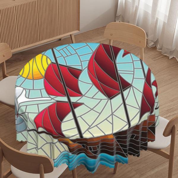 商品名:  Nautical pattern Round table cover,waterproof fabric decorative,durable Reusable table clothes,Wipeable Spill proo...
