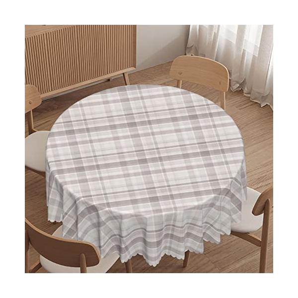 商品名:  Grey Plaid Round tablecloths,waterproof fabric,durable Reusable table clothes,Wipeable Spill proof Wrinkle Resista...