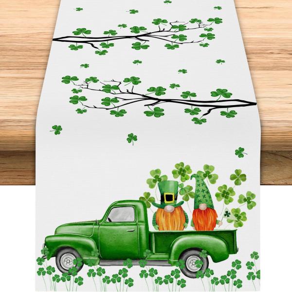 商品名:  St Patricks Day Gnome Table Runner Shamrock Table Runner Seasonal Spring Holiday Kitchen Dining Table Decoration H...